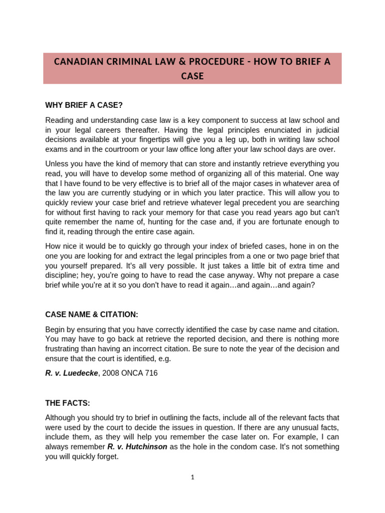 How To Brief A Case | PDF | Precedent | Self-Improvement