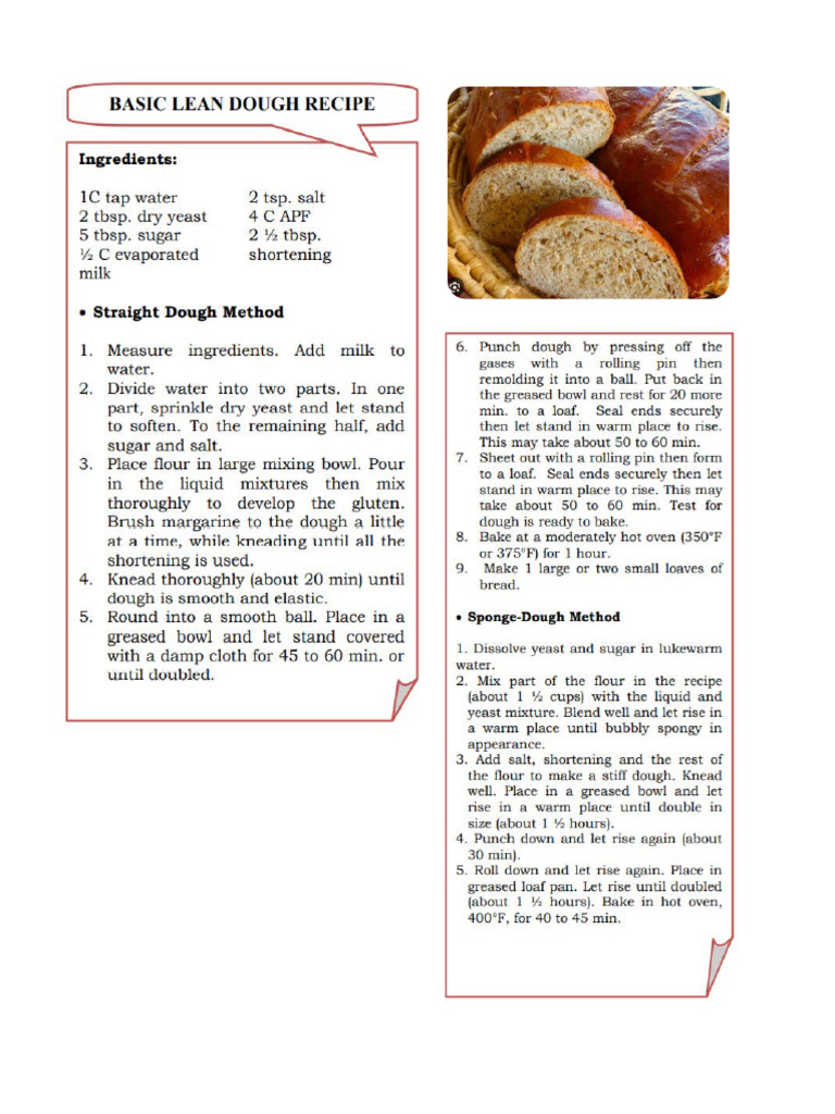 Basic Lean Dough Recipe | PDF