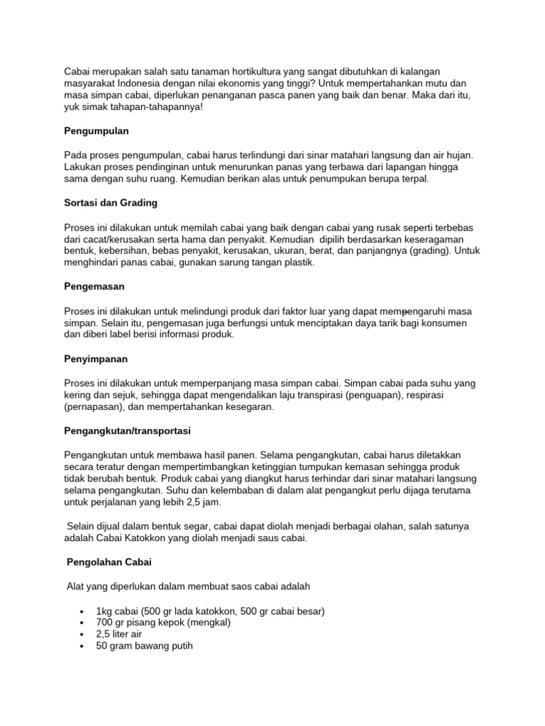 Pasca Panen Cabai | PDF