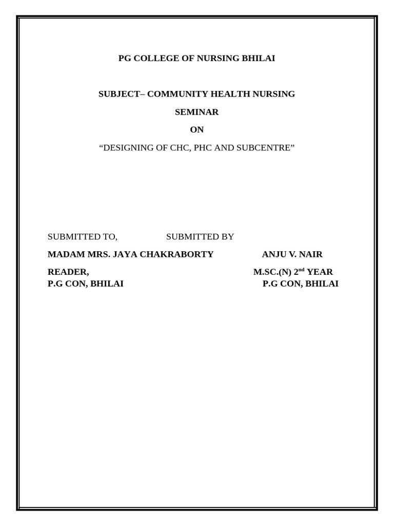 Designing of PHC, CHC, Sub Centre-1 | PDF