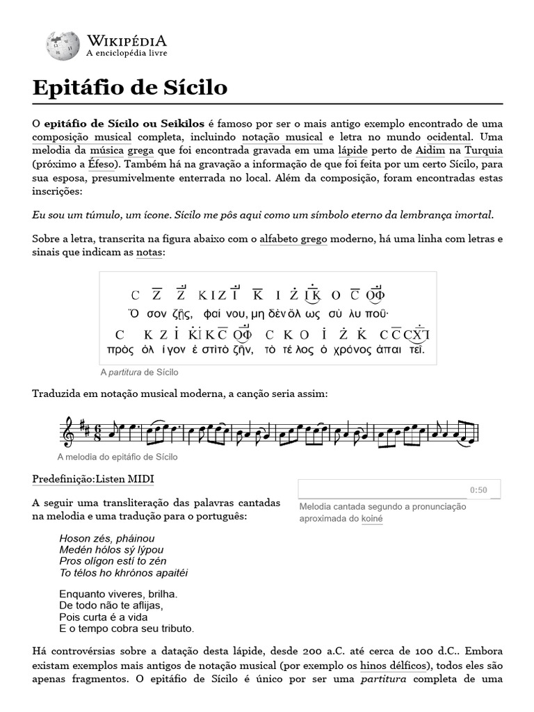 Epitáfio de Sícilo | PDF