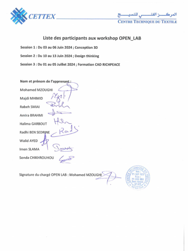La Liste Des Participants Formation Template | PDF