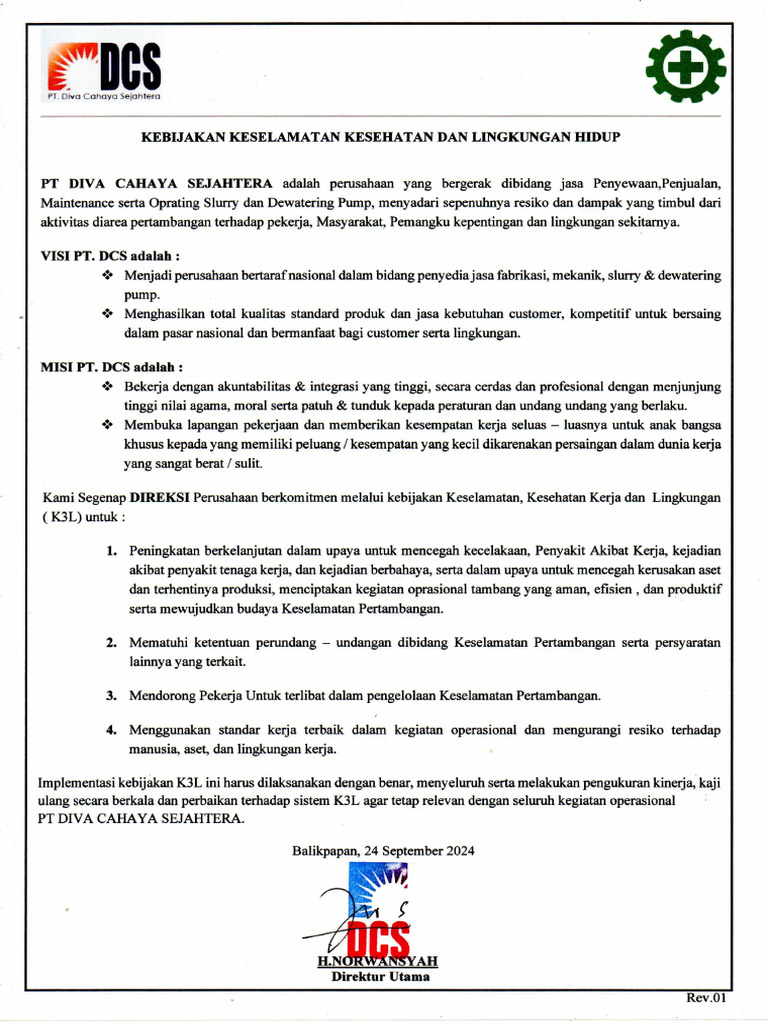 Kebijakan K3L Rev.01 | PDF