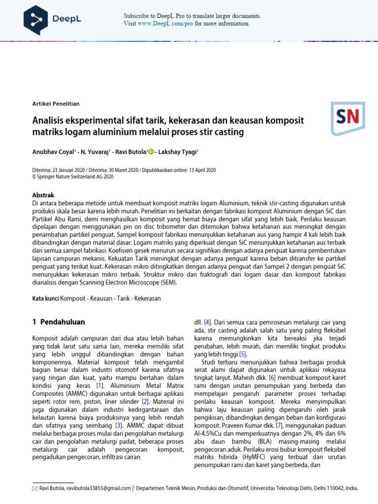 Analisis Eksperimental Sifat Tarik, Kekerasan Dan Keausan Komposit ...