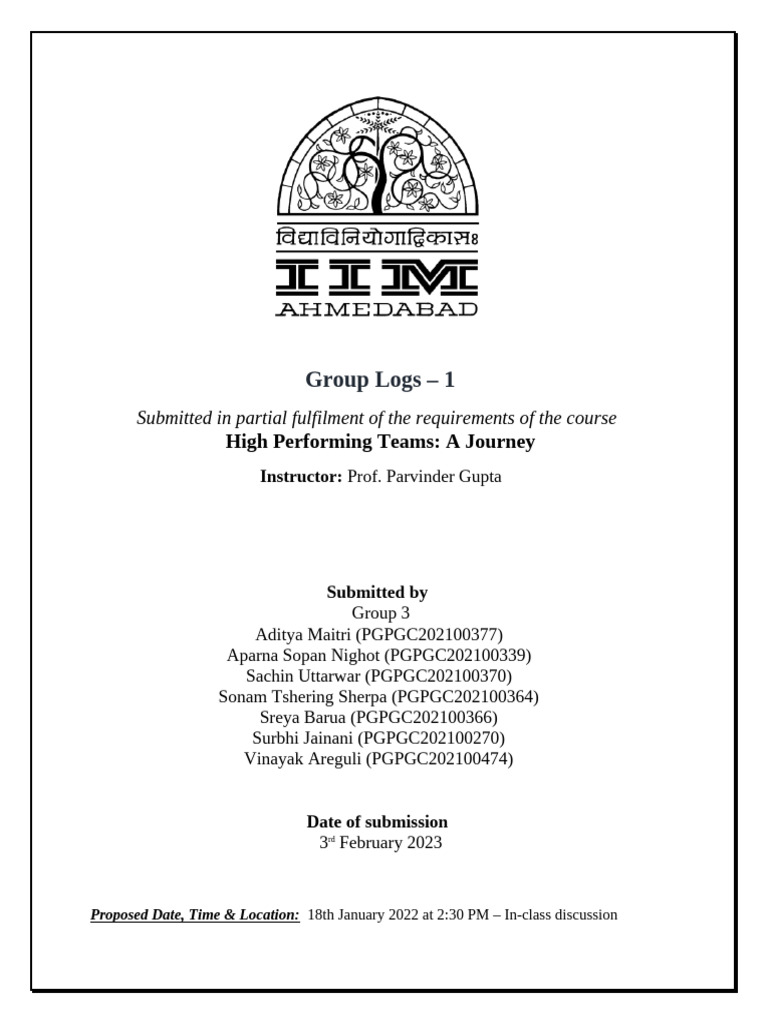 Group Log - 1 | PDF