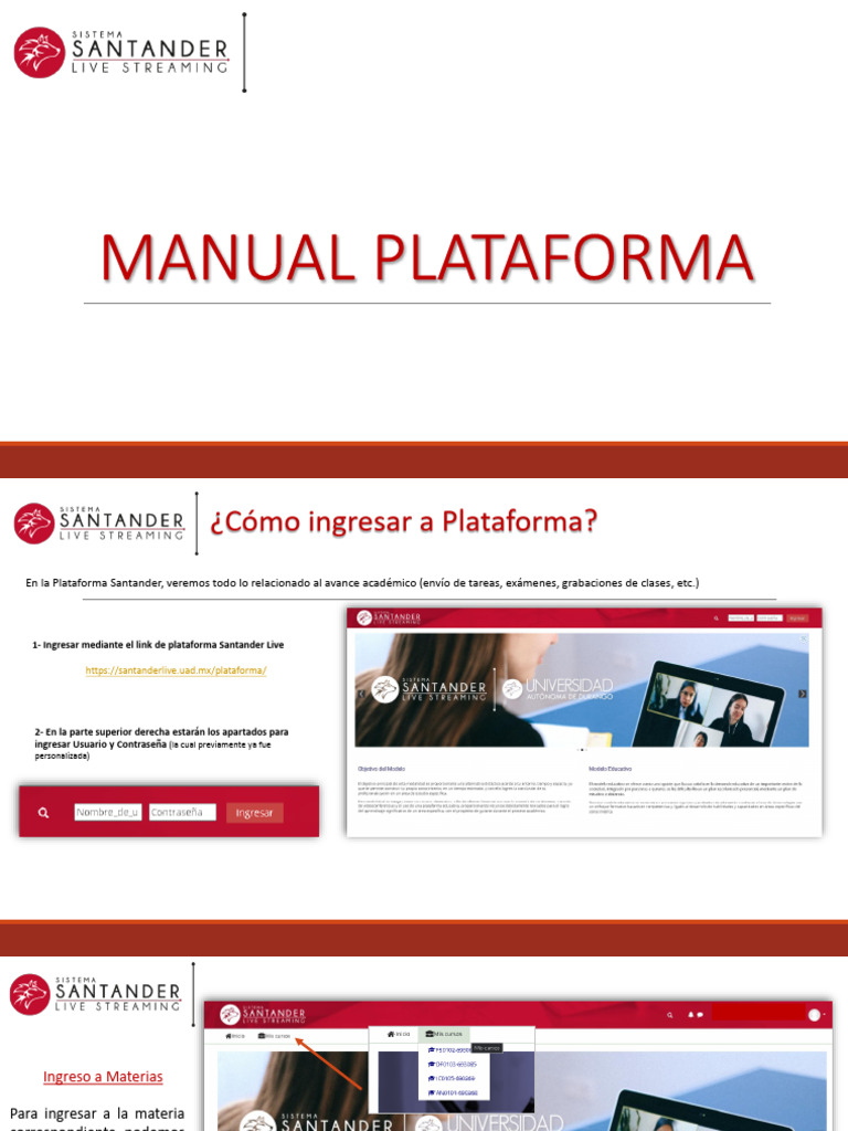 Manual de Uso Plataforma Santander Live | PDF | Informática