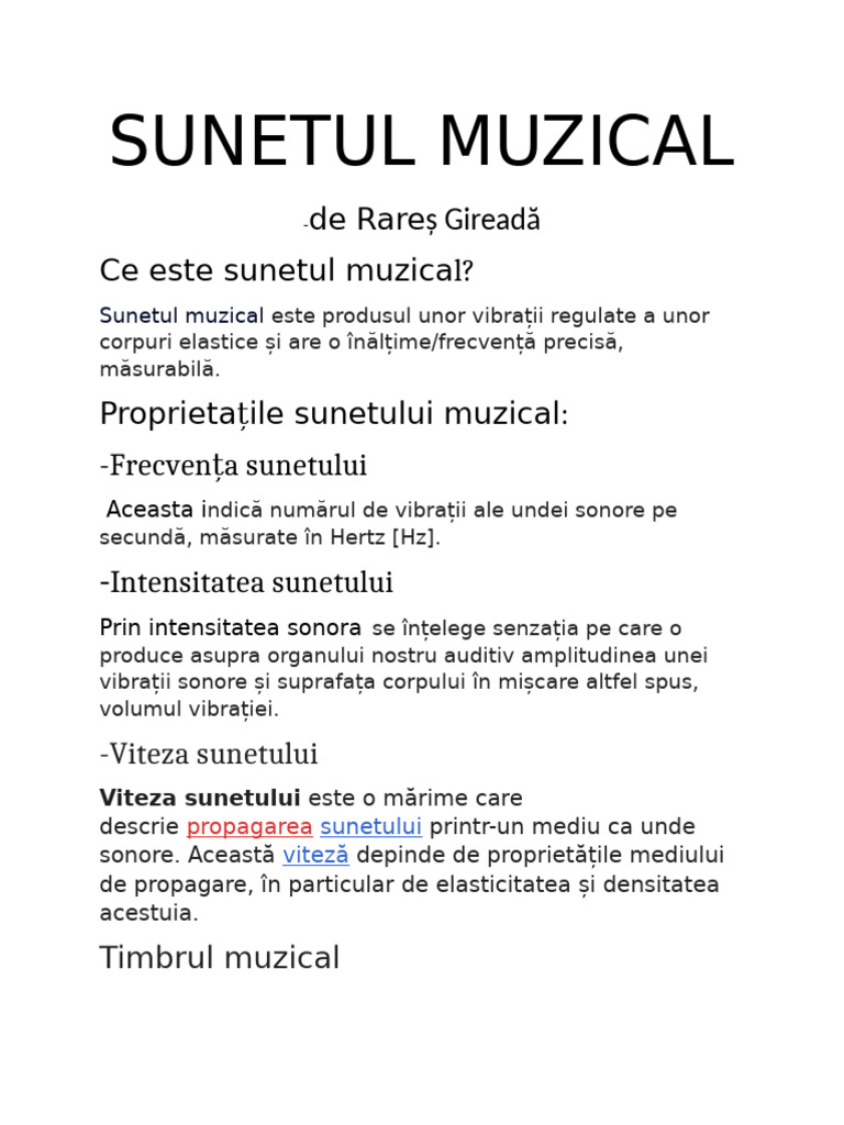 Sunetul Muzical | PDF