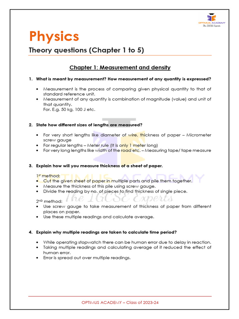 Physics Theory Questions | PDF
