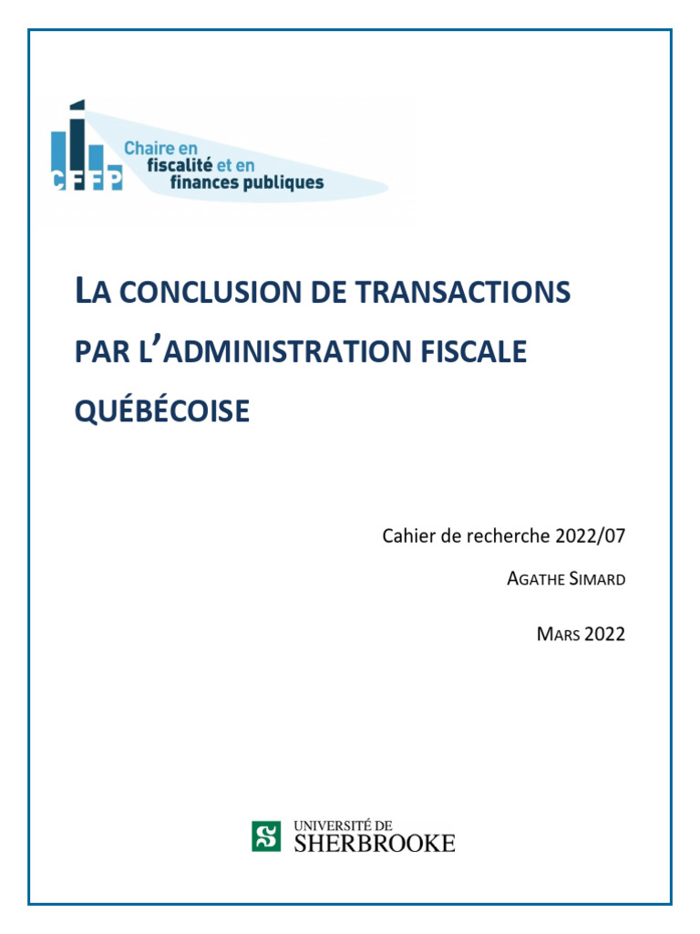 Transactions - Administration - Fiscale Québec | PDF
