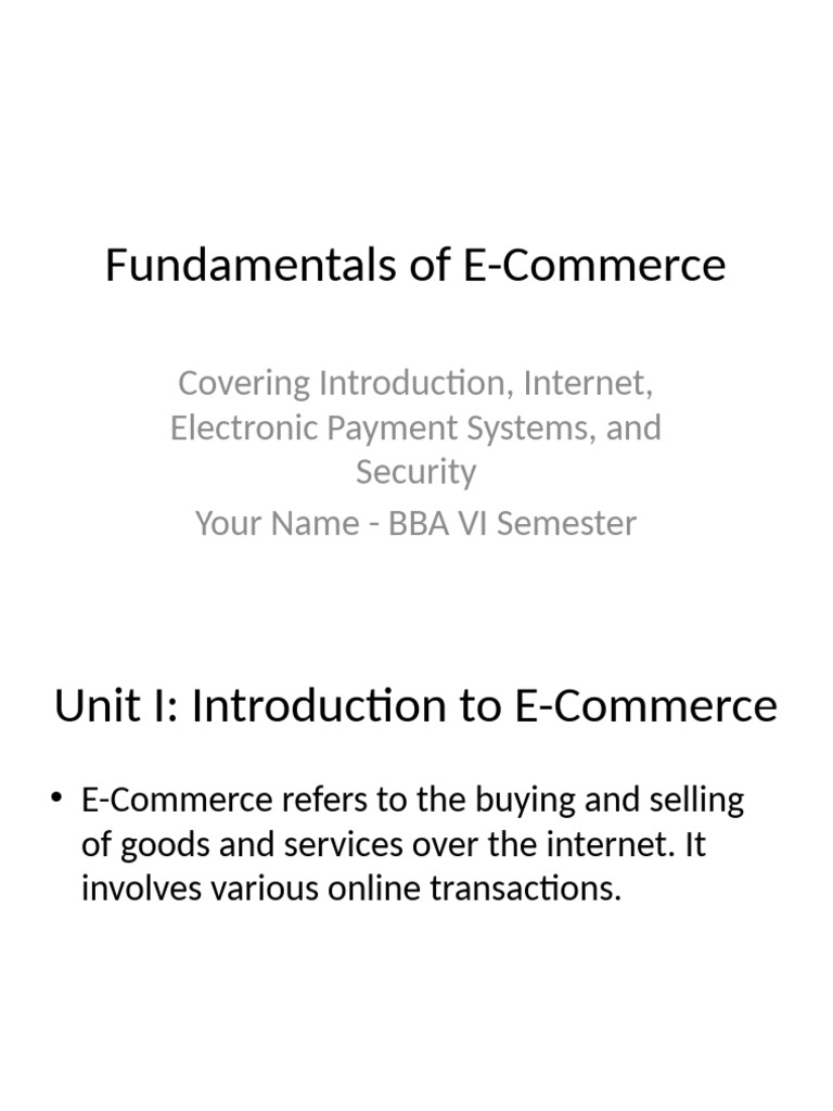 Fundamentals of E-Commerce Presentation | PDF