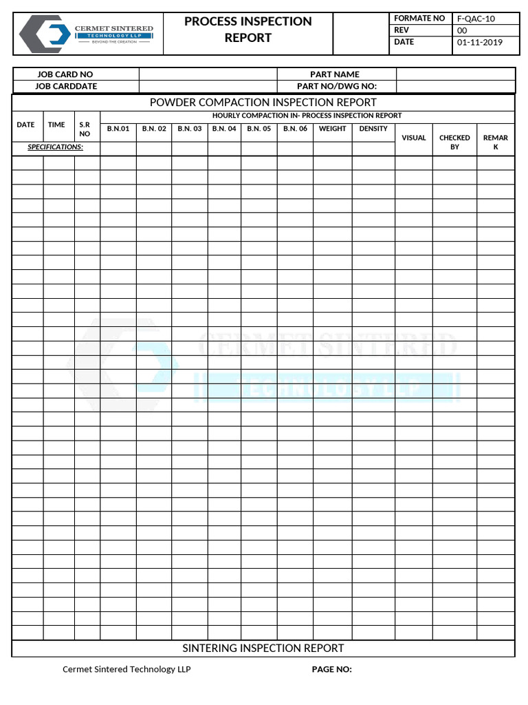 F-Qac-10-In-Process Inspection Report | PDF