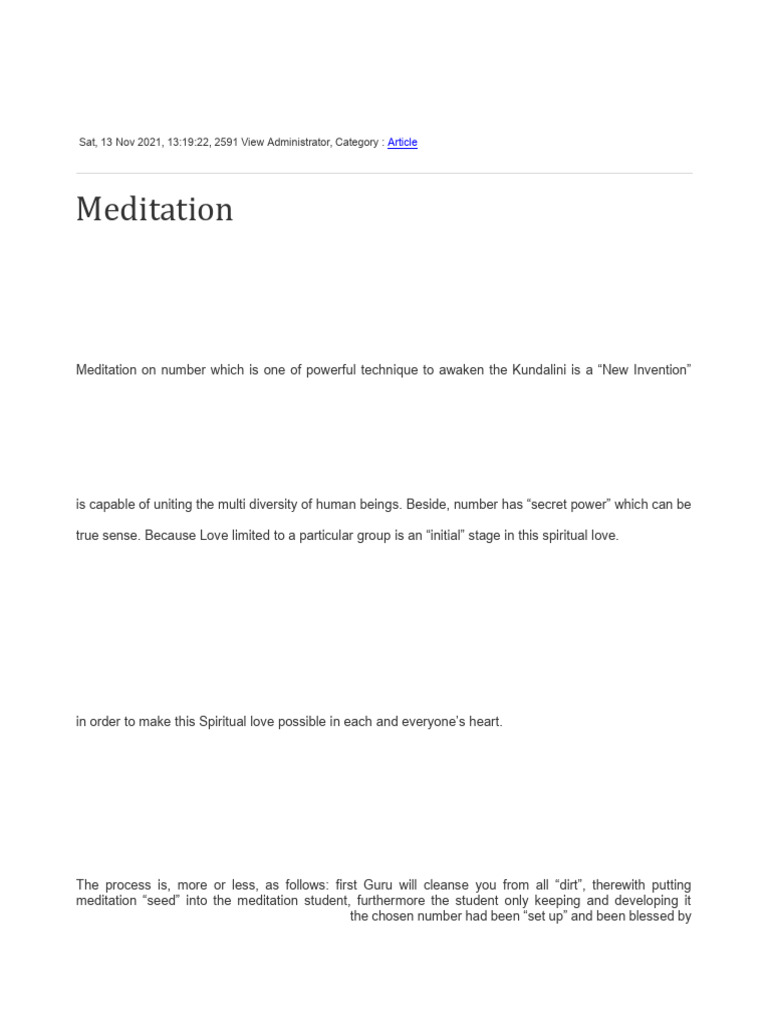 Number Meditation | PDF