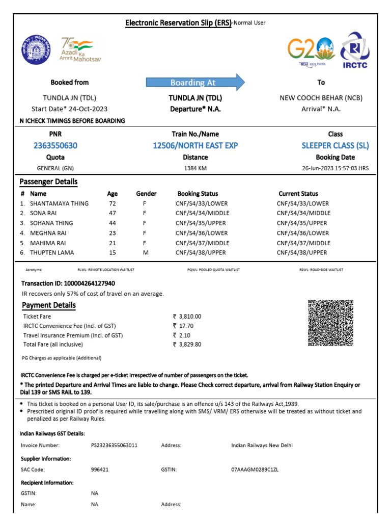 12506/north East Exp Sleeper Class (SL) | PDF