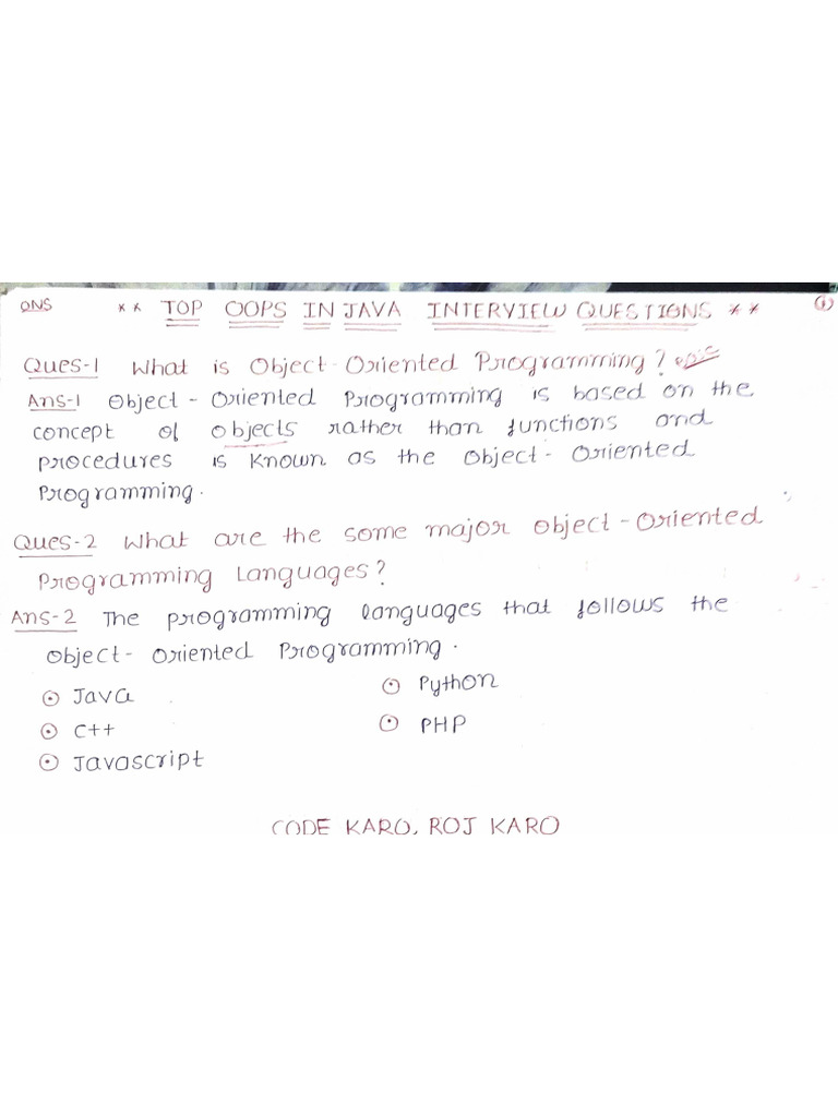 OOPS Interview Questions | PDF