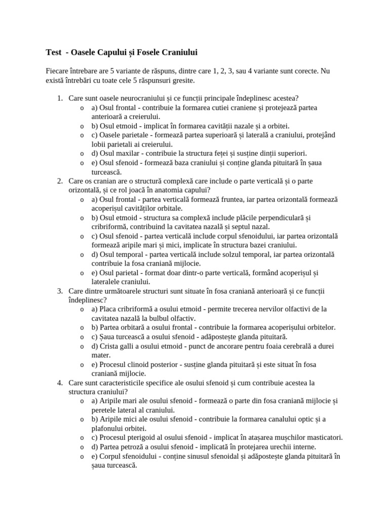 Test Oasele Capului | PDF