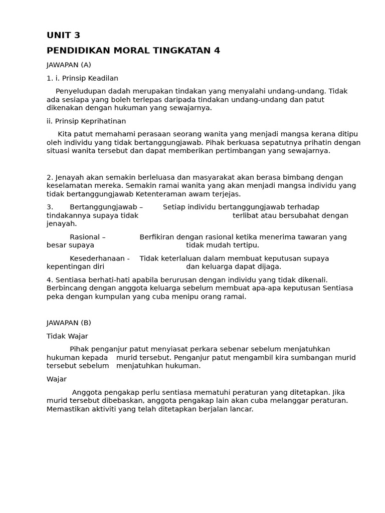 Prinsip Moral dalam Pendidikan Tingkatan 4 | PDF