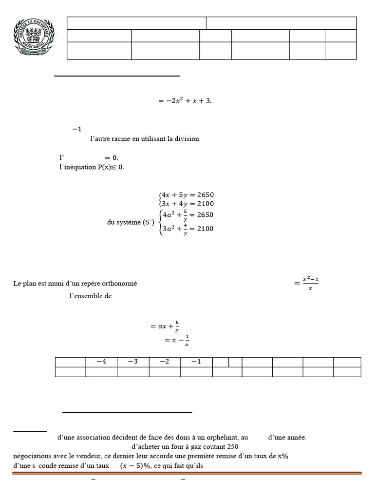 Math A4 Probatoire Blanc N°1 Jan 2023 | PDF