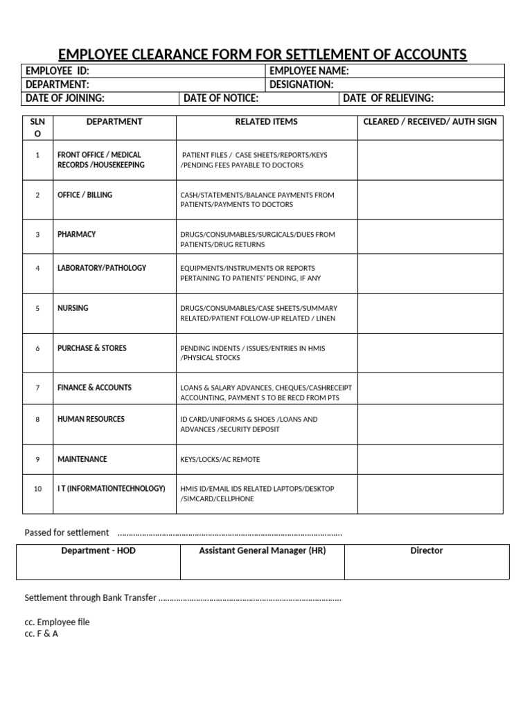 Employee Clearance Forms - Exit | PDF