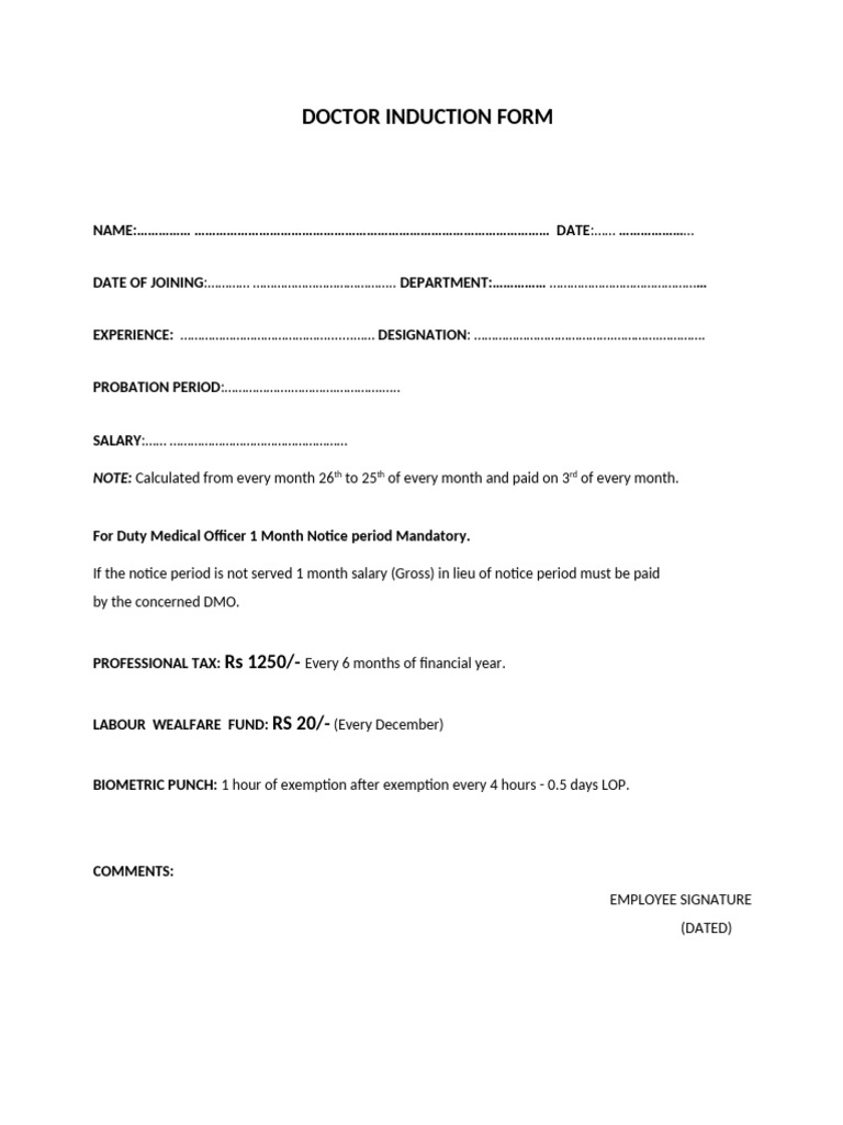 Doctor induction form | PDF