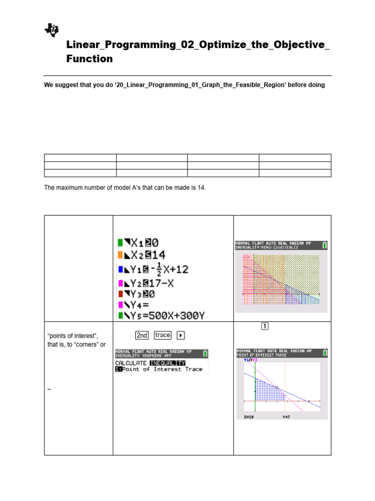 Linear Programming 02 Optimize The Objective Function TEACHER | PDF | Linear Programming ...