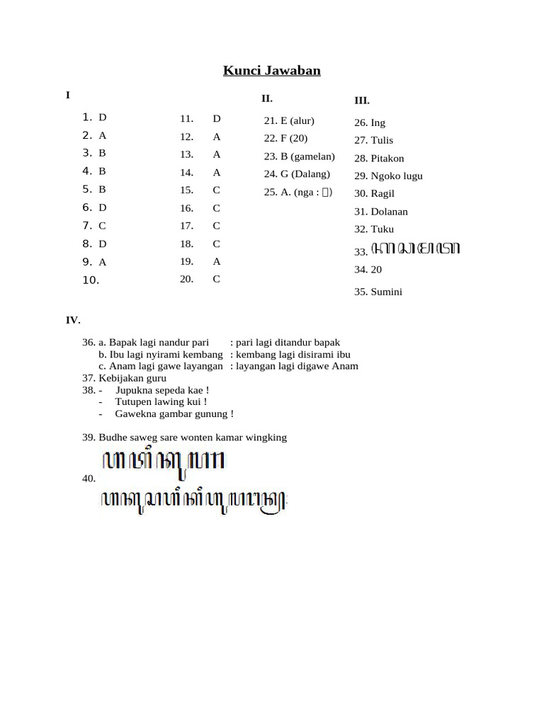 Kunci Jawaban B. Jawa Kelas Iii | PDF