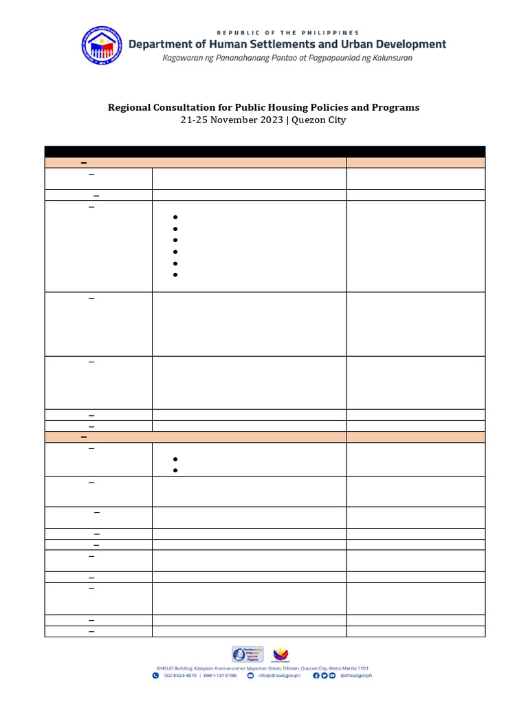 Program of Activities - Regional Consultation Workshop | PDF