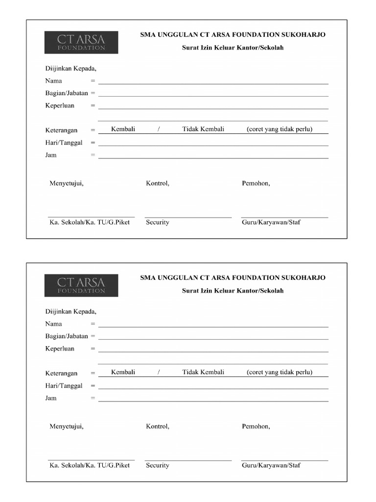 Cetak Form Izin Keluar Pdf