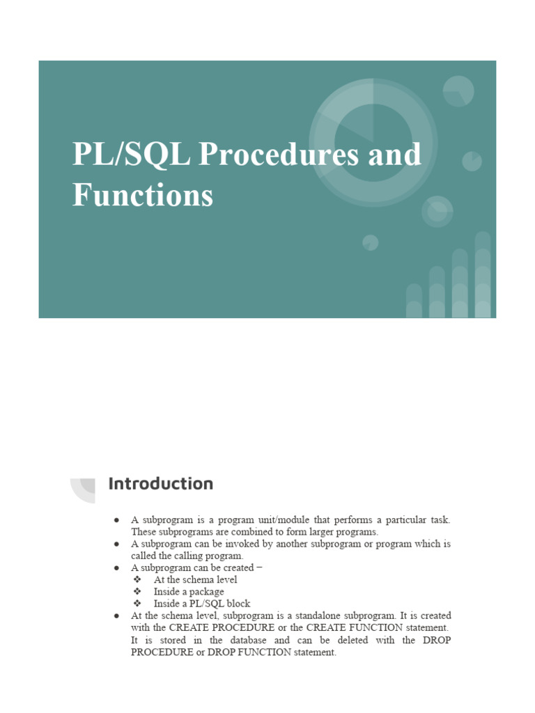 PL-SQL Procedures and Functions PDF | PDF