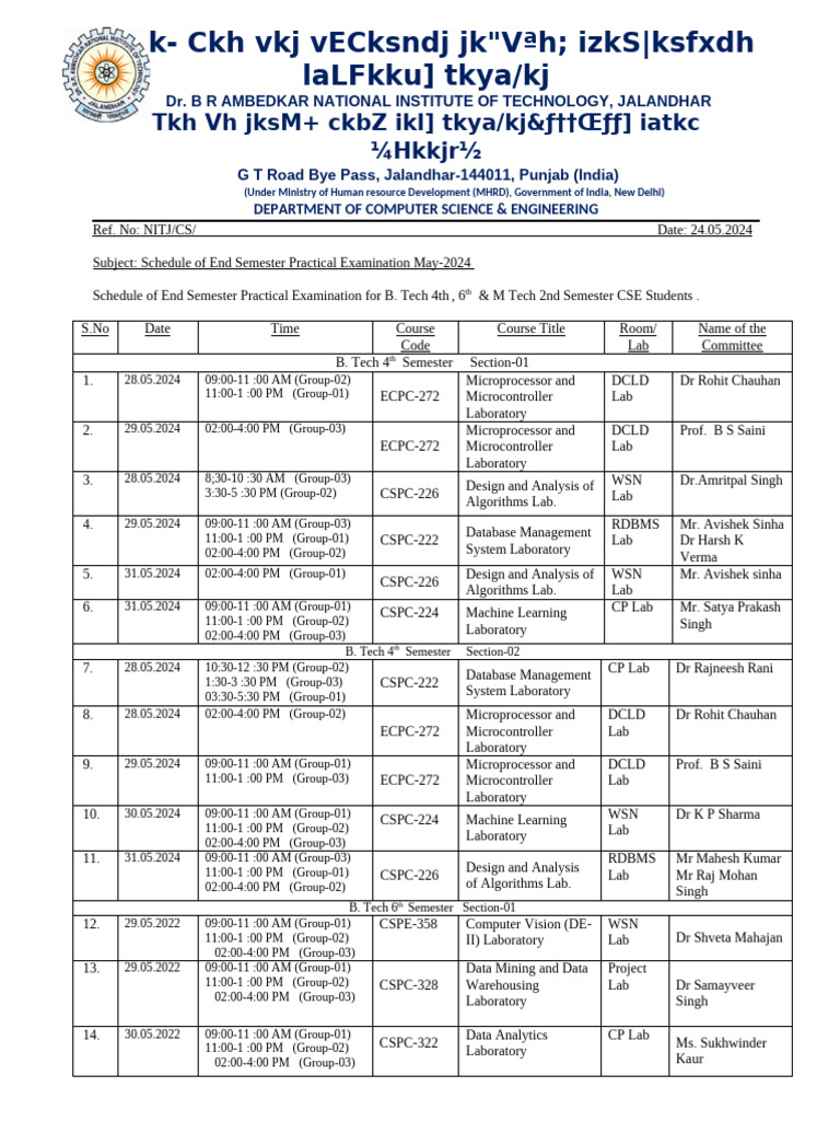 Date Sheet 2024 | PDF