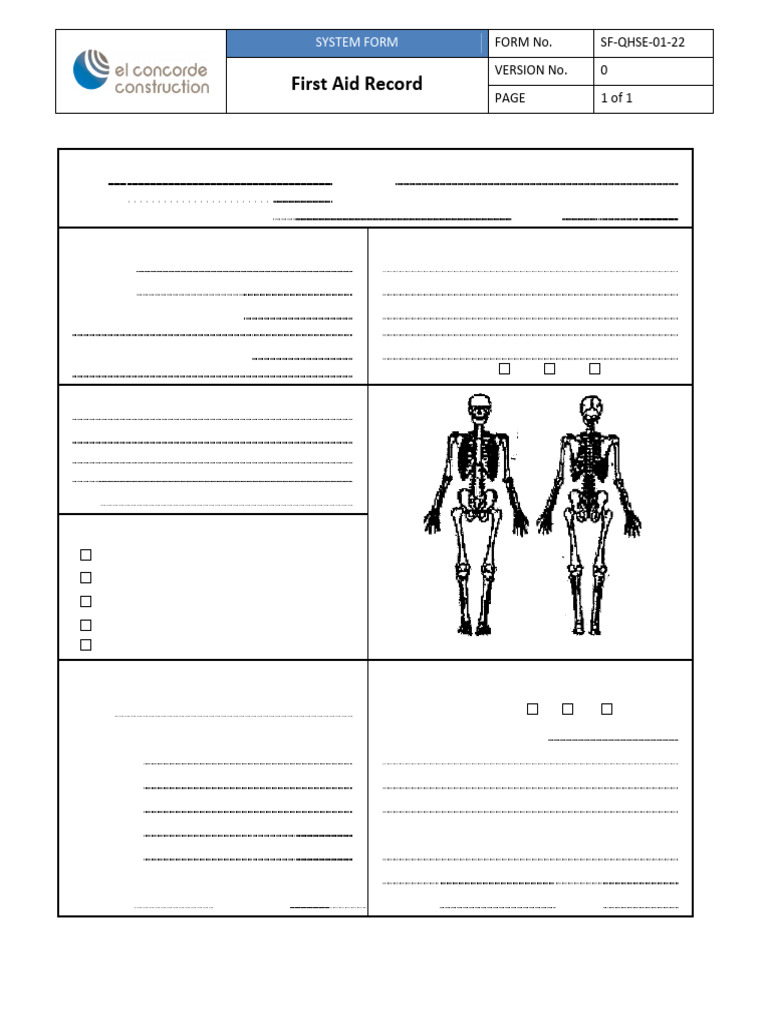 SF-QHSE-01-22 HSE First Aid Record | PDF