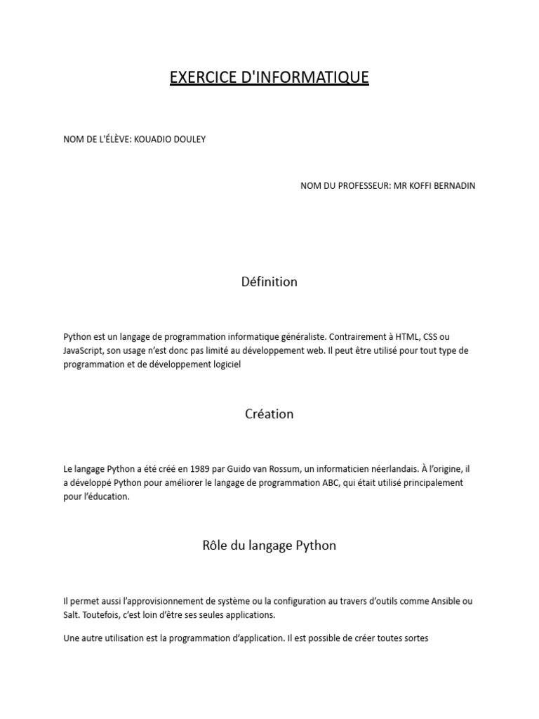 Exercice D'Informatique | PDF