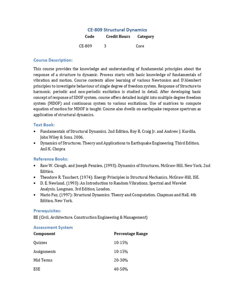 0 - CE-809 Structural Dynamics | PDF