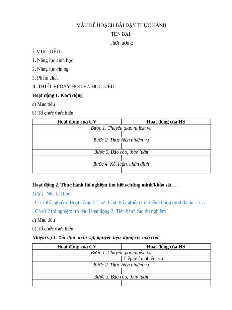 2. Mẫu KHBD Kiểu Bài Thực Hành | PDF