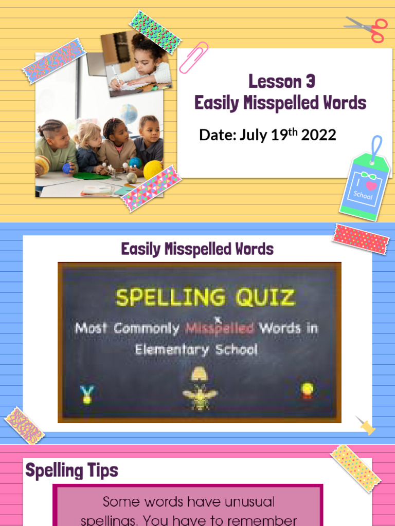 4th Grade Spelling Lesson 3 Easily Misspelled Words July 19th 2022 | PDF
