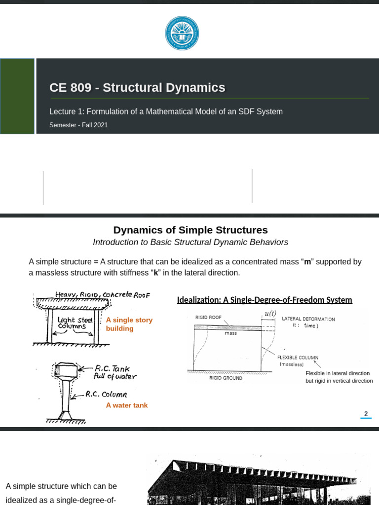 CE 809 - Lecture 1 - Formulation of Mathematical Model of SDF Systems | PDF