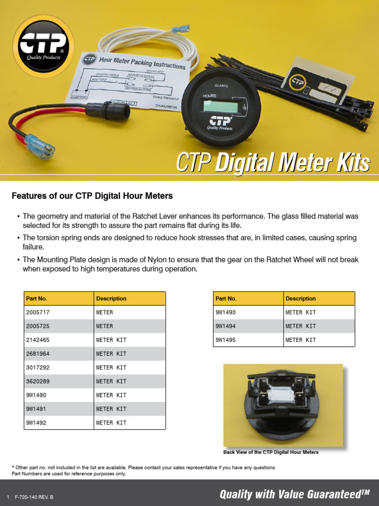 F-720-140 Rev. B Hour Meter Kits | PDF