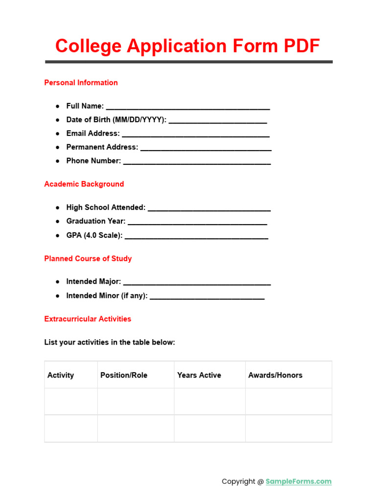 College-Application-Form-PDF | PDF