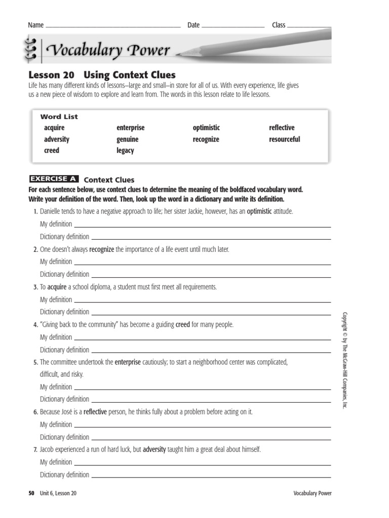 Vocabulary Power Workbook | PDF