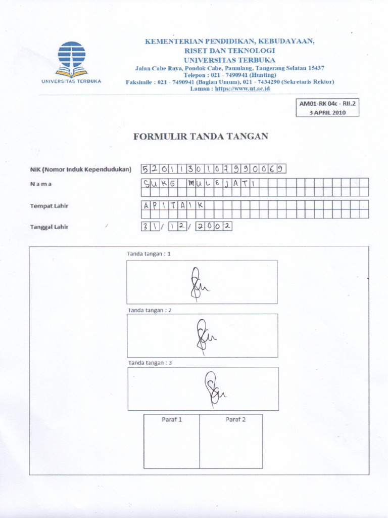 Formulir Tanda Tangan | PDF