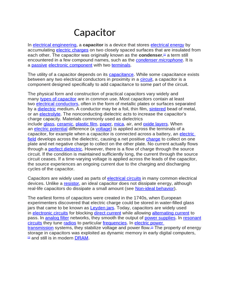Capacitor | PDF