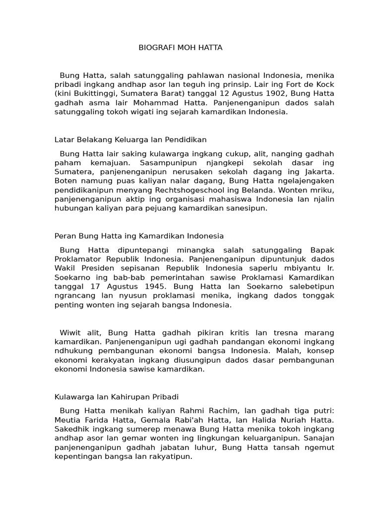 Biodata Moh Hatta | PDF