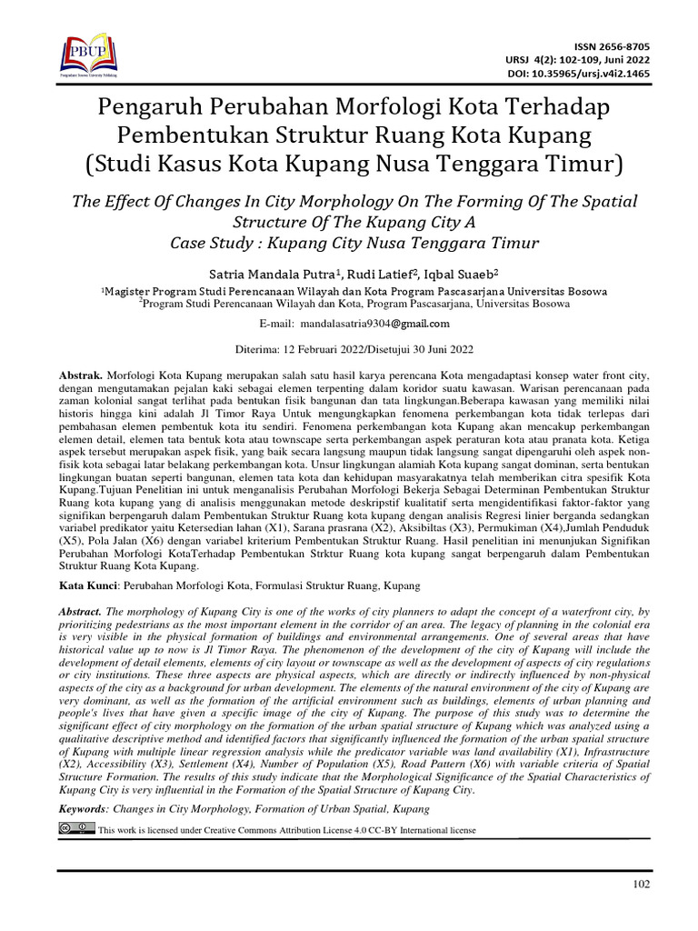 Pengaruh Perubahan Morfologi Kota Terhad | PDF