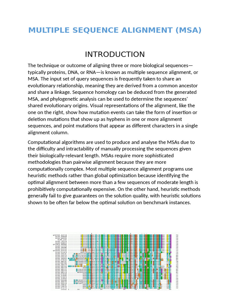 Multiple Sequence Alignment (Msa) | PDF