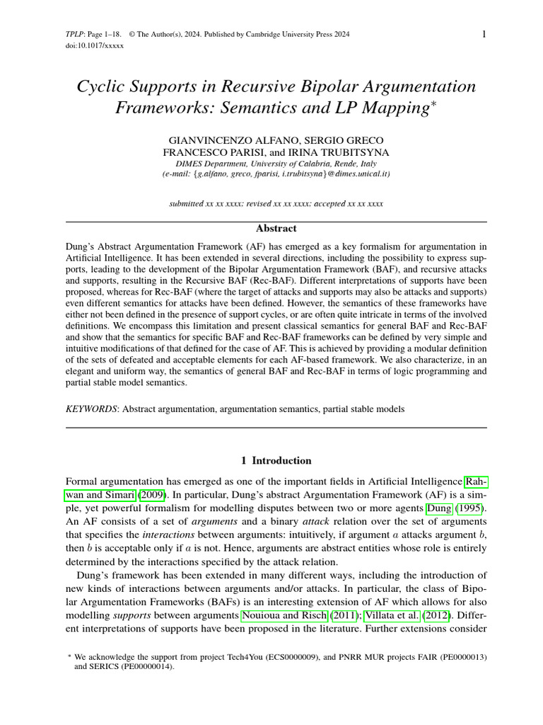 Cyclic Supports In Recursive Bipolar Argumentation Pdf