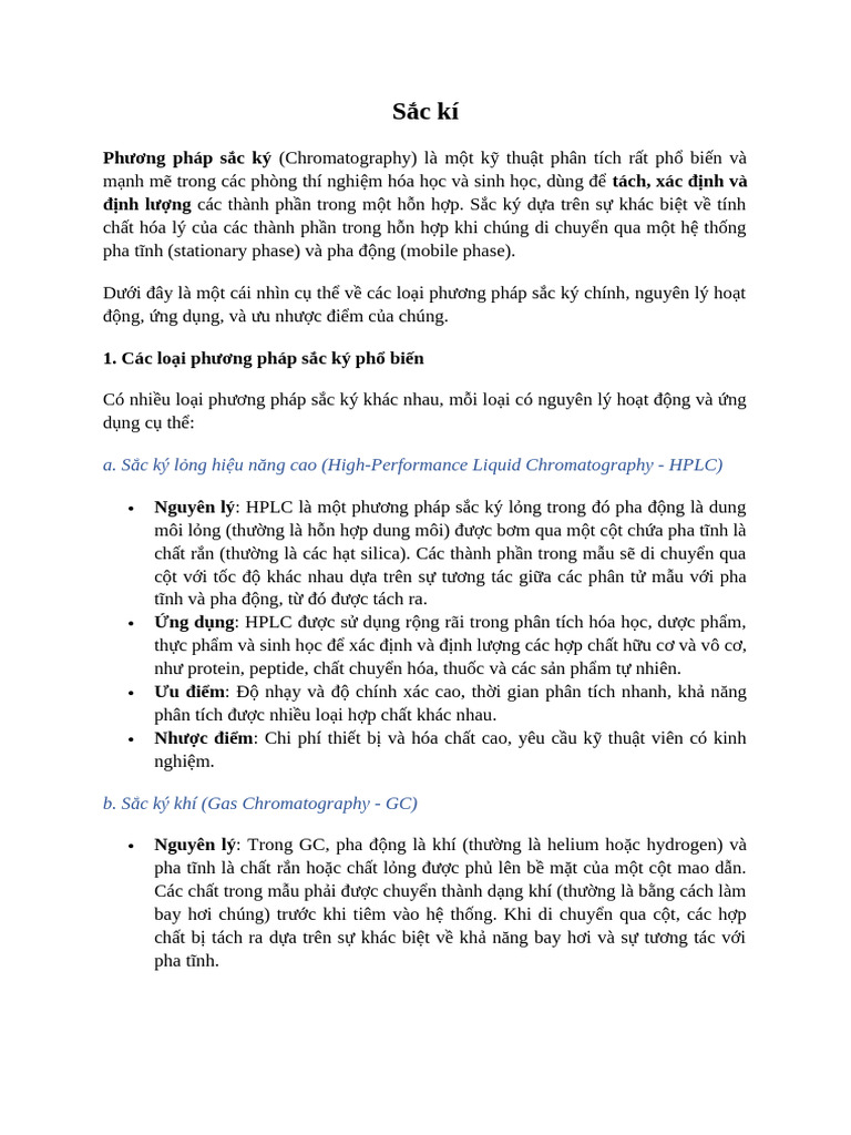 quang học ứng dụng: Sắc kí | PDF