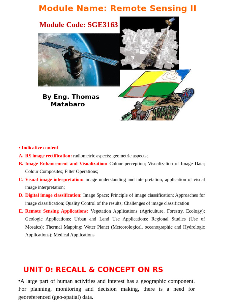 Unit I RS Image Rectification | PDF