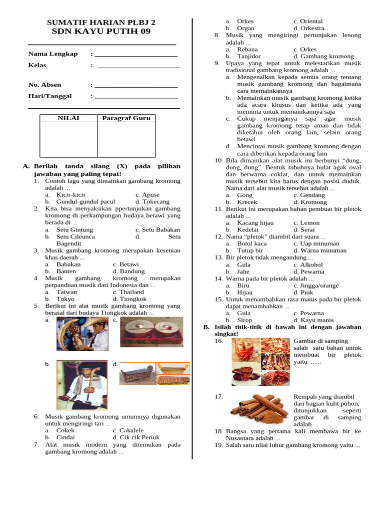 Formatif PLBJ 2 | PDF