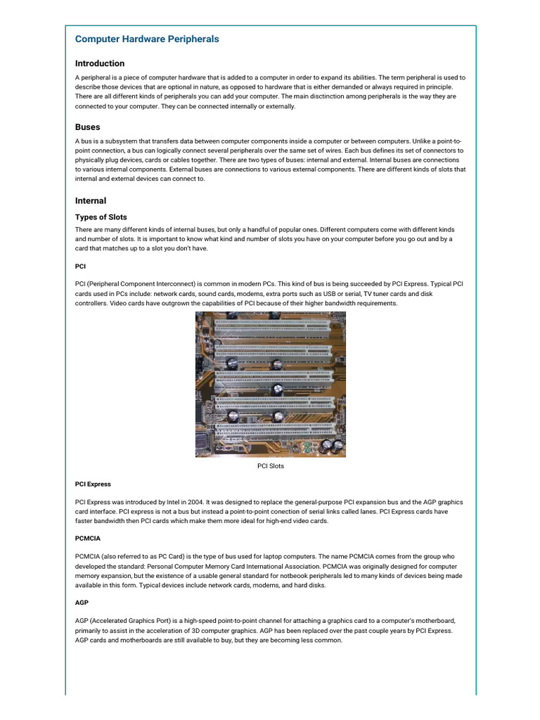 Computer Hardware Peripherals - Introduction To Information and ...