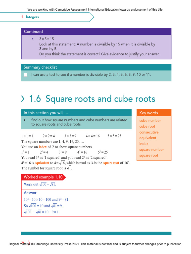 1.6 Square roots and cube roots | PDF