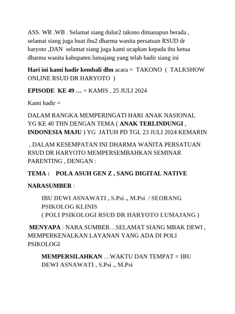 TAKONO EPISODE 49.docx GENERASI Z | PDF